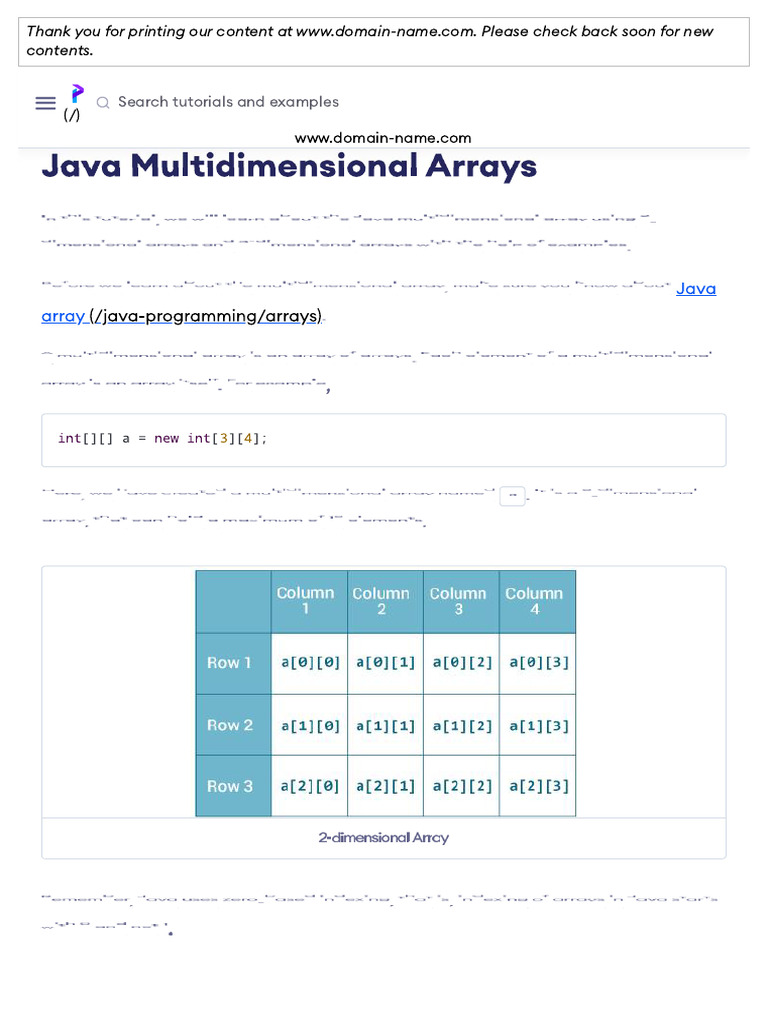 Java Multidimensional Array (2d and 3d Array) | PDF | Teaching Methods ... Java Multidimensional Array (2d and 3d Array) | PDF | Teaching Methods ...