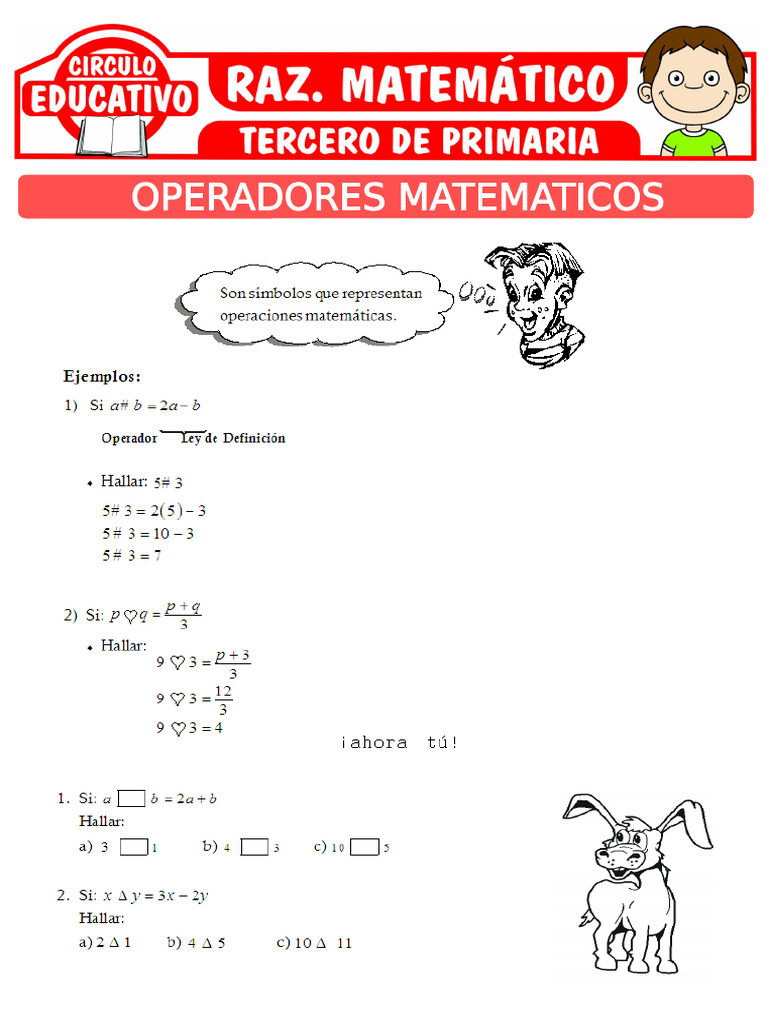 Ejercicios de Operadores Matematicos para Tercero de Primaria | PDF