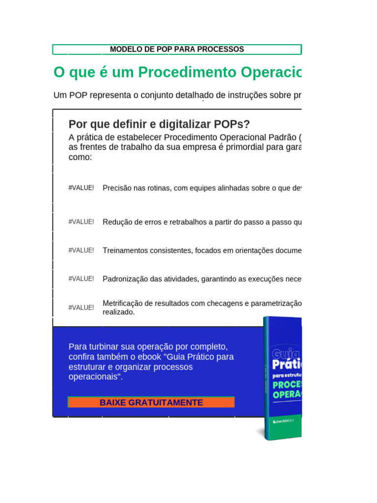 Checklist Procedimento Operacional Padrao (POP) | PDF