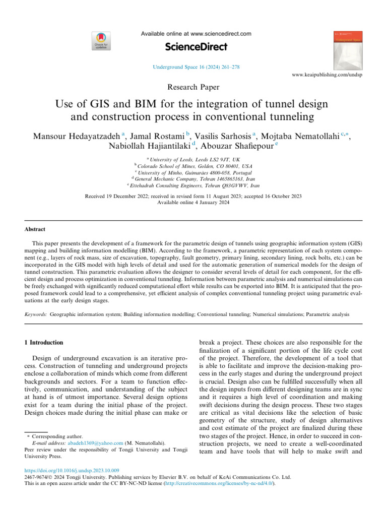 Use of GIS and BIM For The Integration of Tunnel Design and Construction Process in Conventional ...