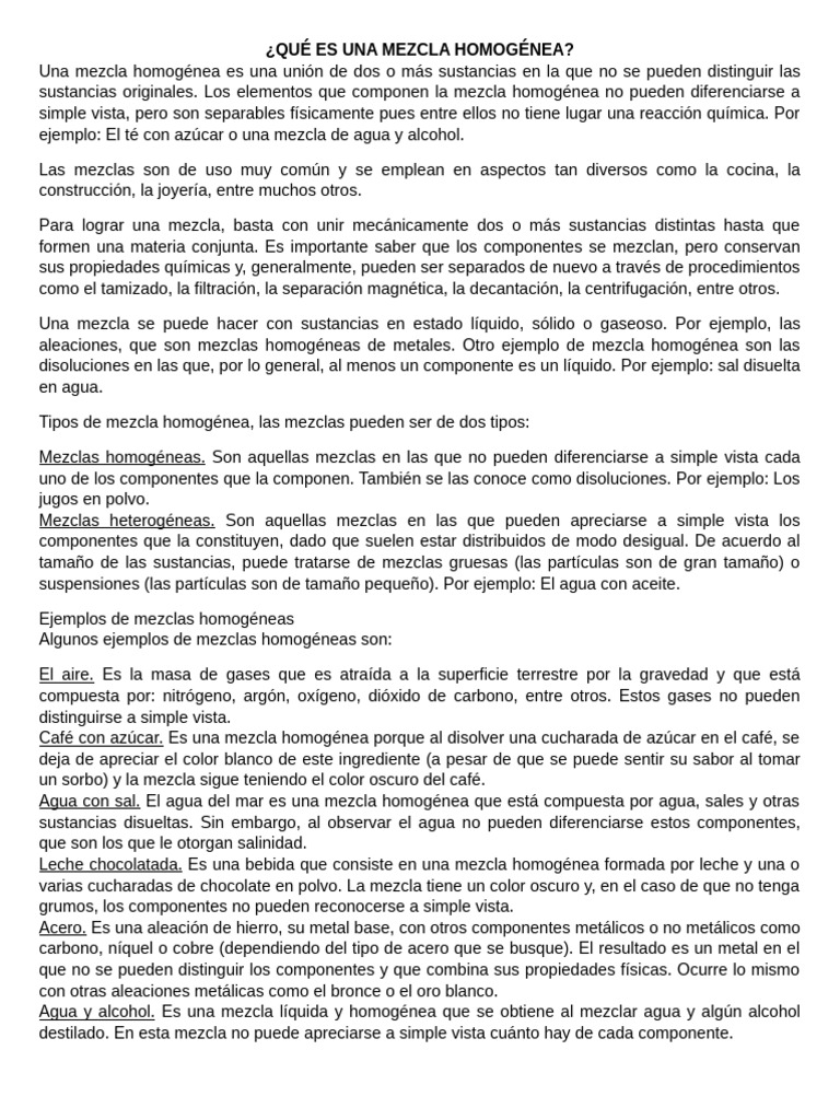 Mezcla Homogenea | PDF | Mezcla | Filtración