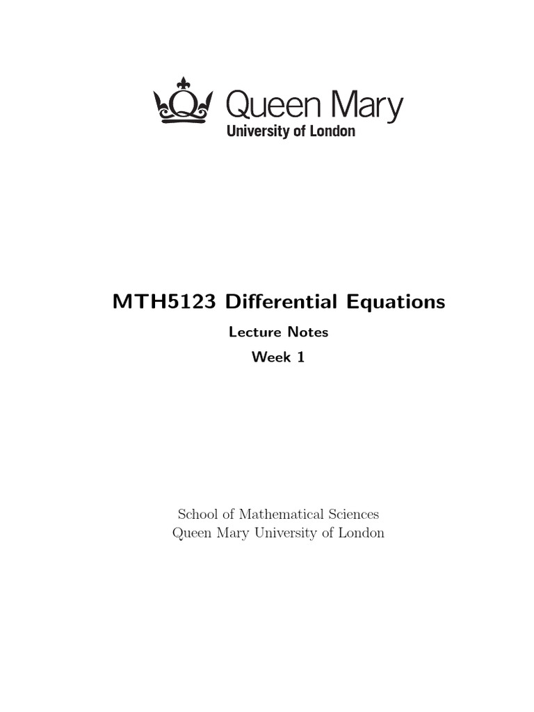 Differential Equations Lecture Notes Pdf