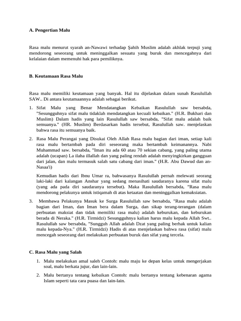 Materi Kelas IX Tentang Malu - Copy | PDF