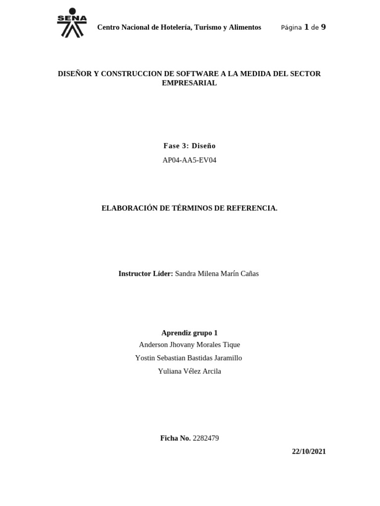 AP04-AA5-EV04. Elaboración de Términos de Referencia.. | PDF