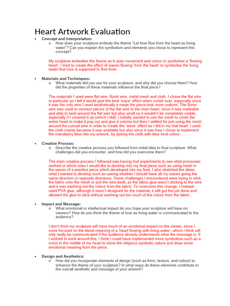 Heart Art Evaluation | PDF