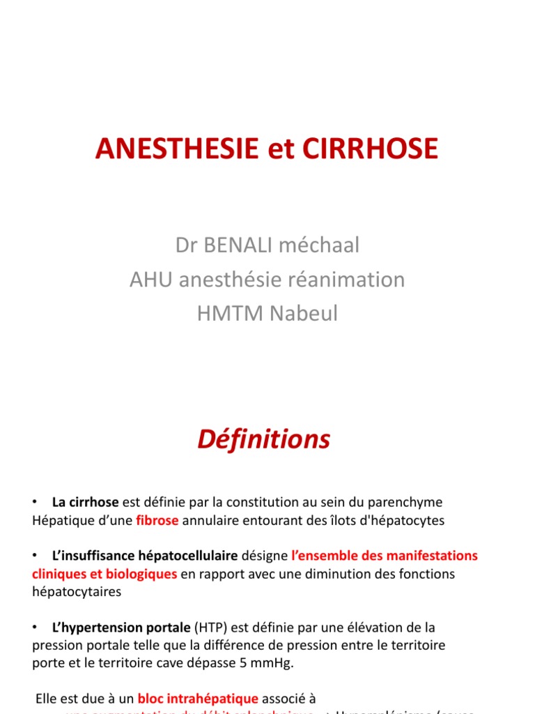 ANESTHESIE Et CIRRHOSE | PDF | Cirrhose | Spécialités médicales