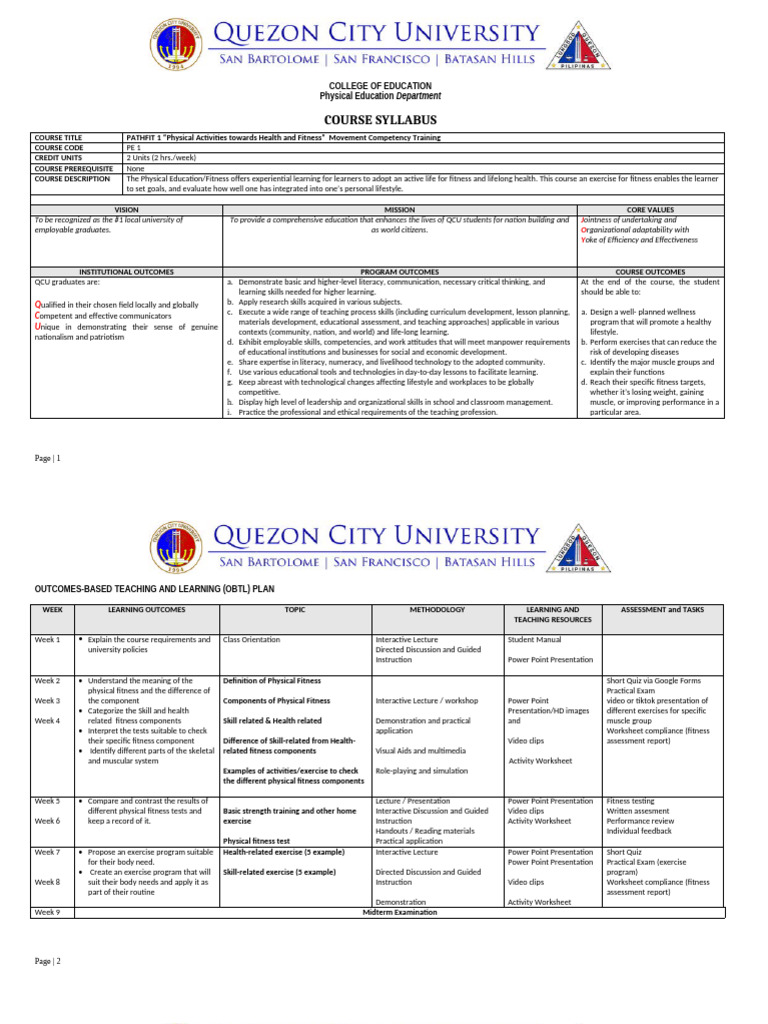 PATHFIT 1 Movement Competency Training | PDF
