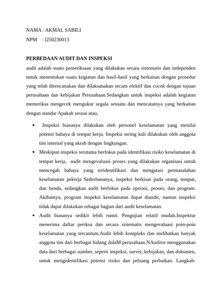 Takol Audit Inspeksi | PDF