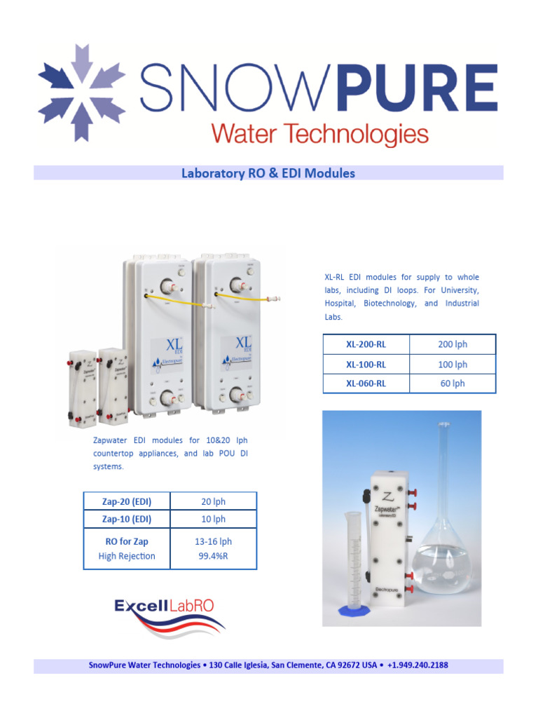 SnowPure Lab EDI Brochure 2022 | PDF | Chemical Engineering ...