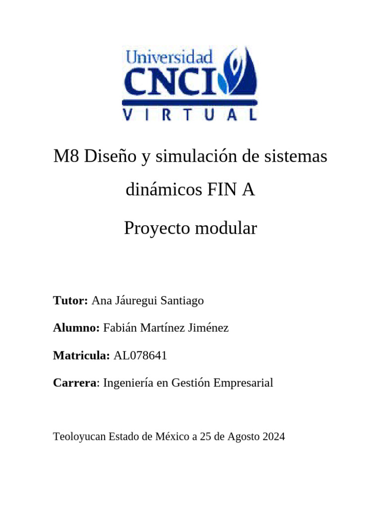 M8 Diseño y Simulación de Sistemas Dinámicos FIN A Proyecto Modular | PDF | Electricidad ...