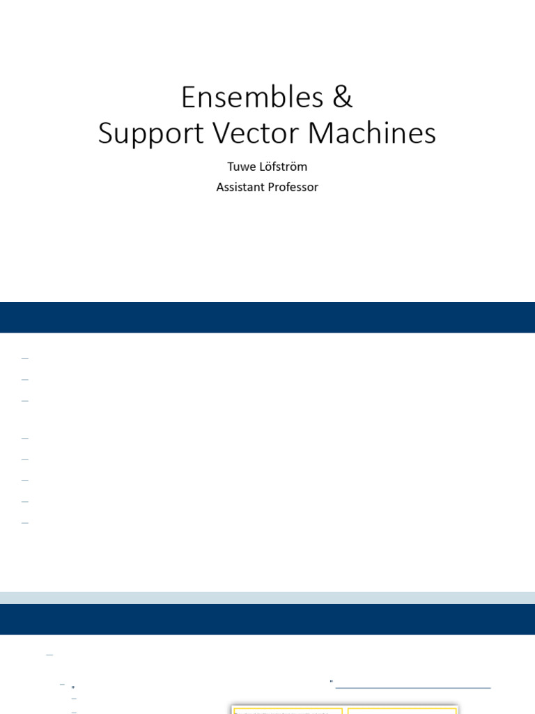 Lecture 11 - Ensembles & SVM | PDF