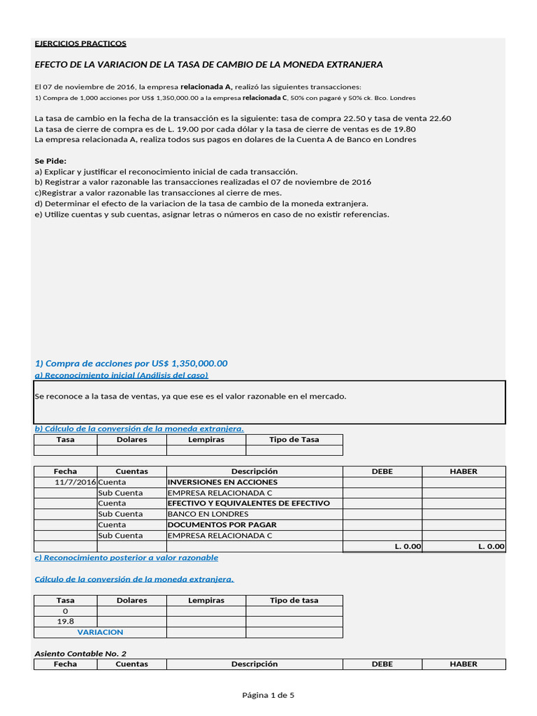 Ejer. Tipo de Cambio en Valor Razonable NIC | PDF