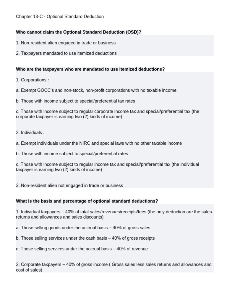 Chapter 13-C - Optional Standard Deduction | PDF | Tax Deduction | Taxes
