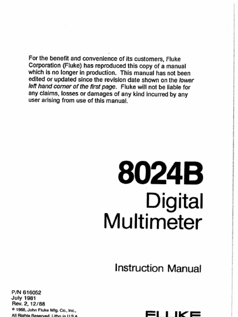 Fluke 8024B Instruction Manual | PDF