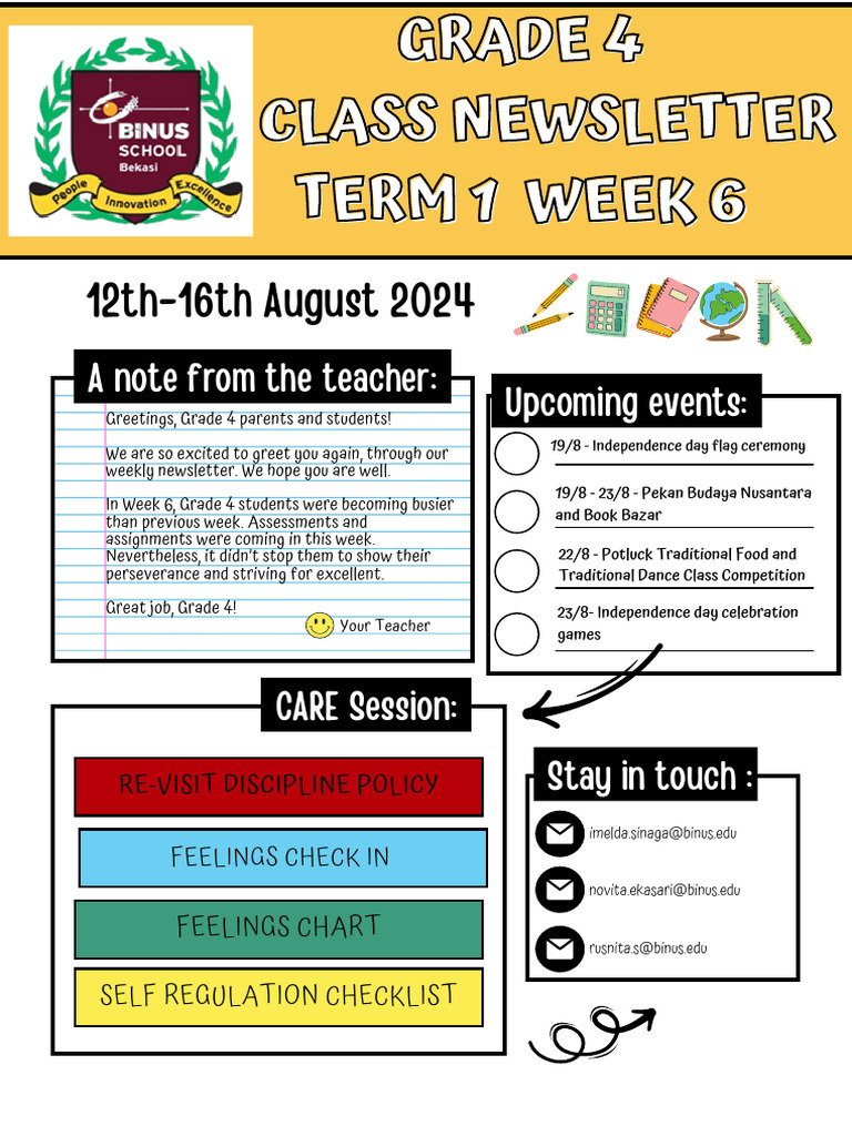 Newsletter G4 Term 1 Week 6 AY 2024-2025 | PDF