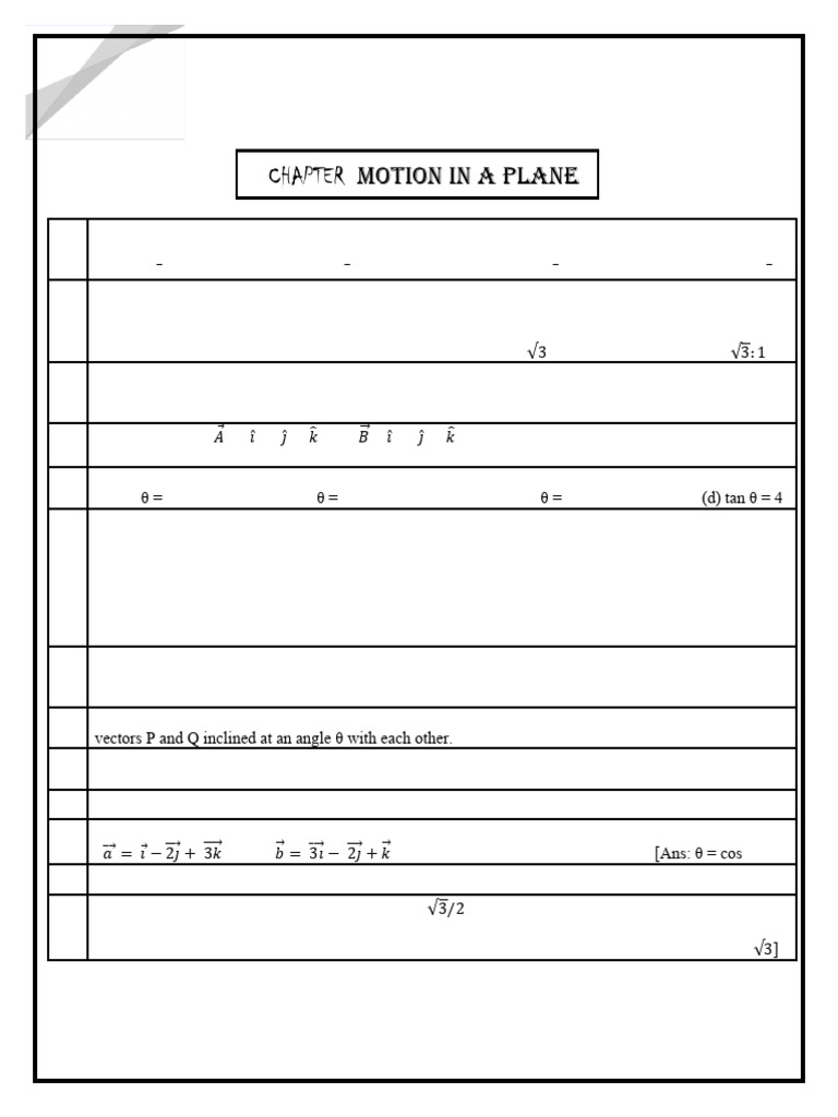 Class 11 Physics Worksheet | PDF | Force | Projectiles
