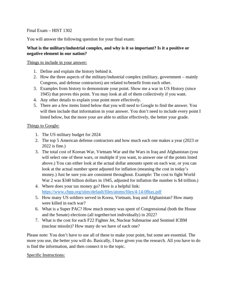 Final Exam HIST 1302 | PDF