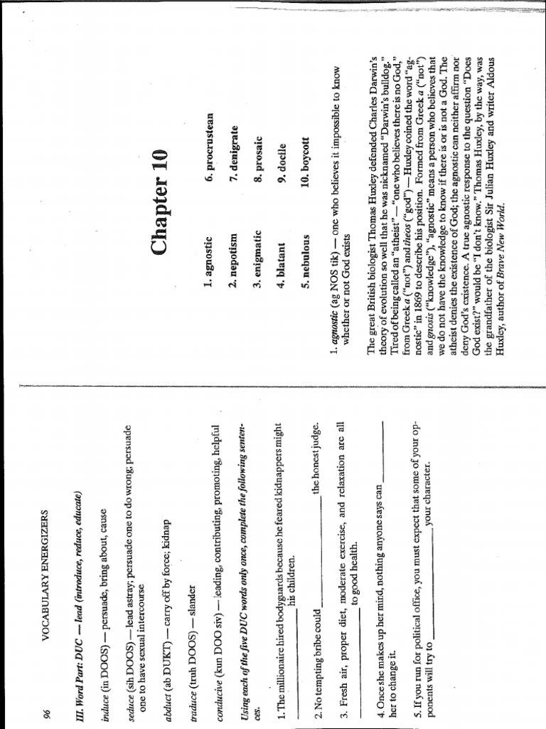 Chapter 10 Vocabulary Energizers | PDF