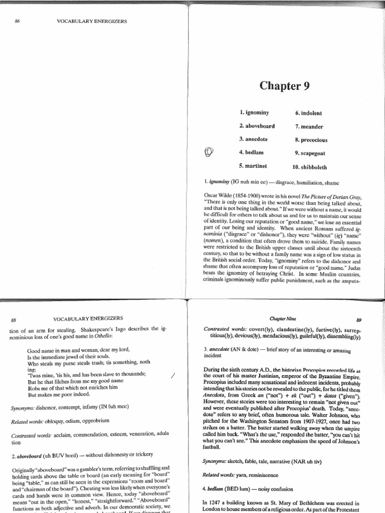 Chapter 9 Vocabulary Energizers | PDF