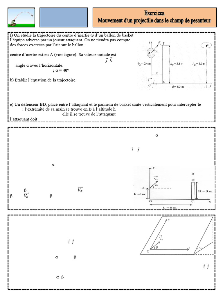 Exercices 1 Mouvement D'un Projectile Dans Le Champ de Pesanteur | PDF