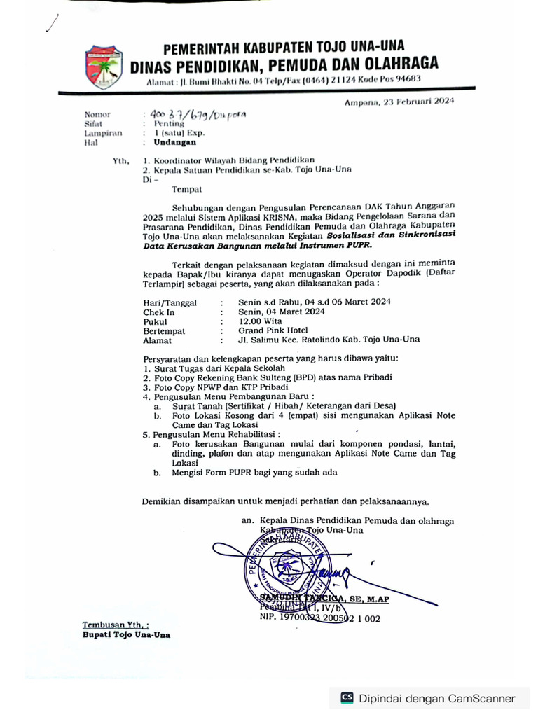 Surat Undangan Bimtek Dak 2025 | PDF