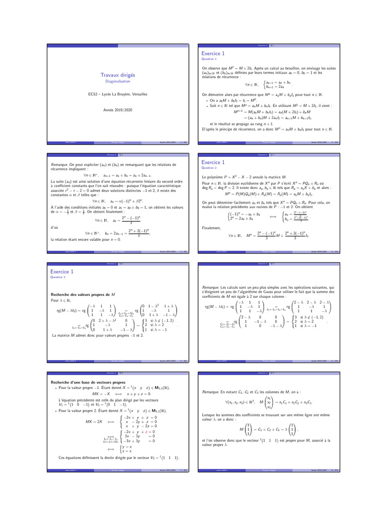 Diagonalisation Correction de Fiche D - Ex | PDF