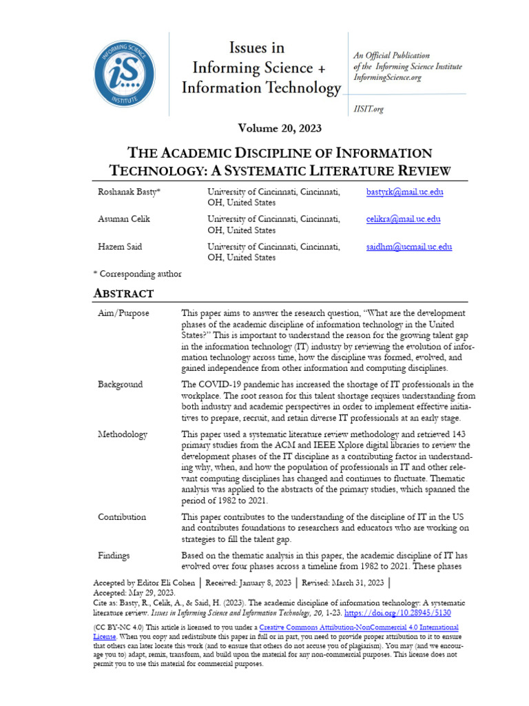 The Academic Discipline of Information Technology | PDF