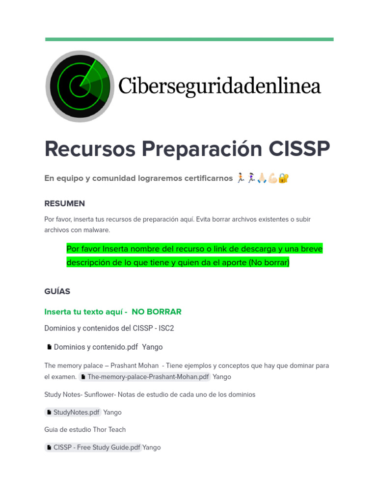 Recursos - Curso Preparación CISSP (08032024) | PDF