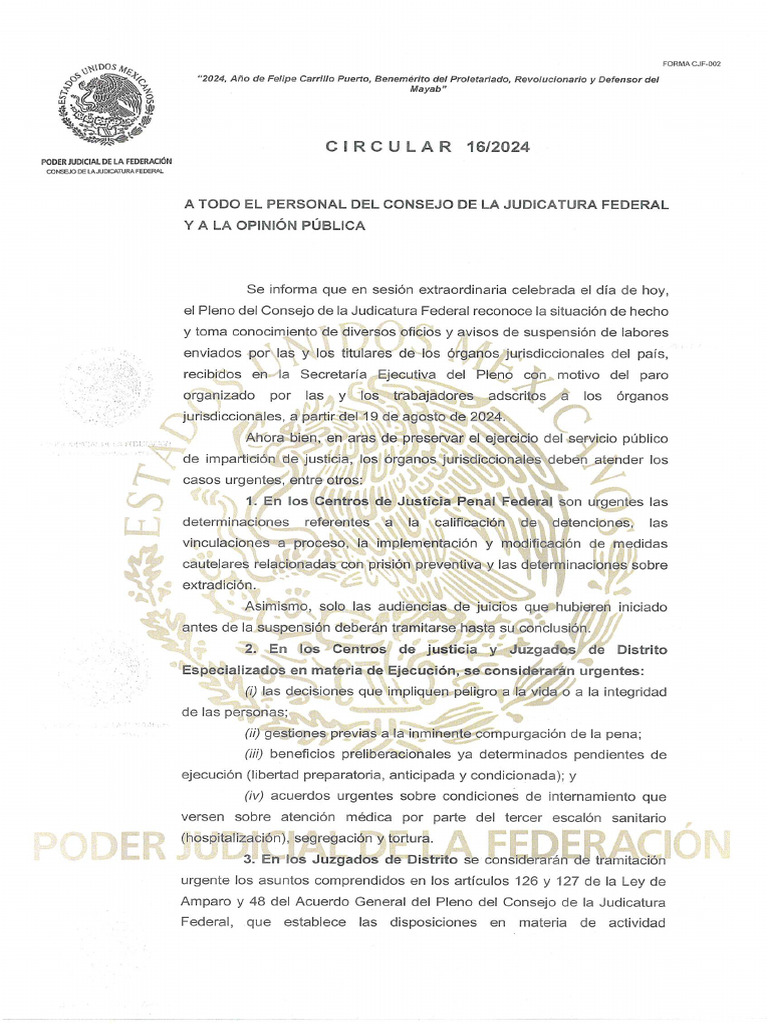 Cjf Circular 16 2024 | PDF