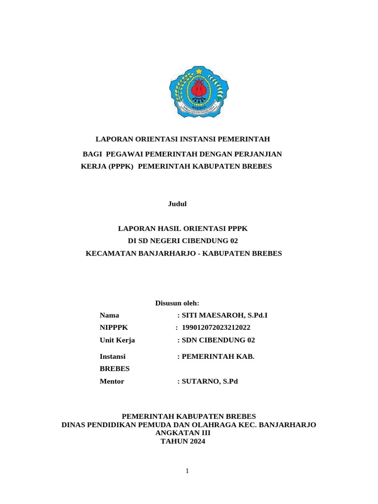 Laporan Orientasi Pppk Guru 2024 Pdf