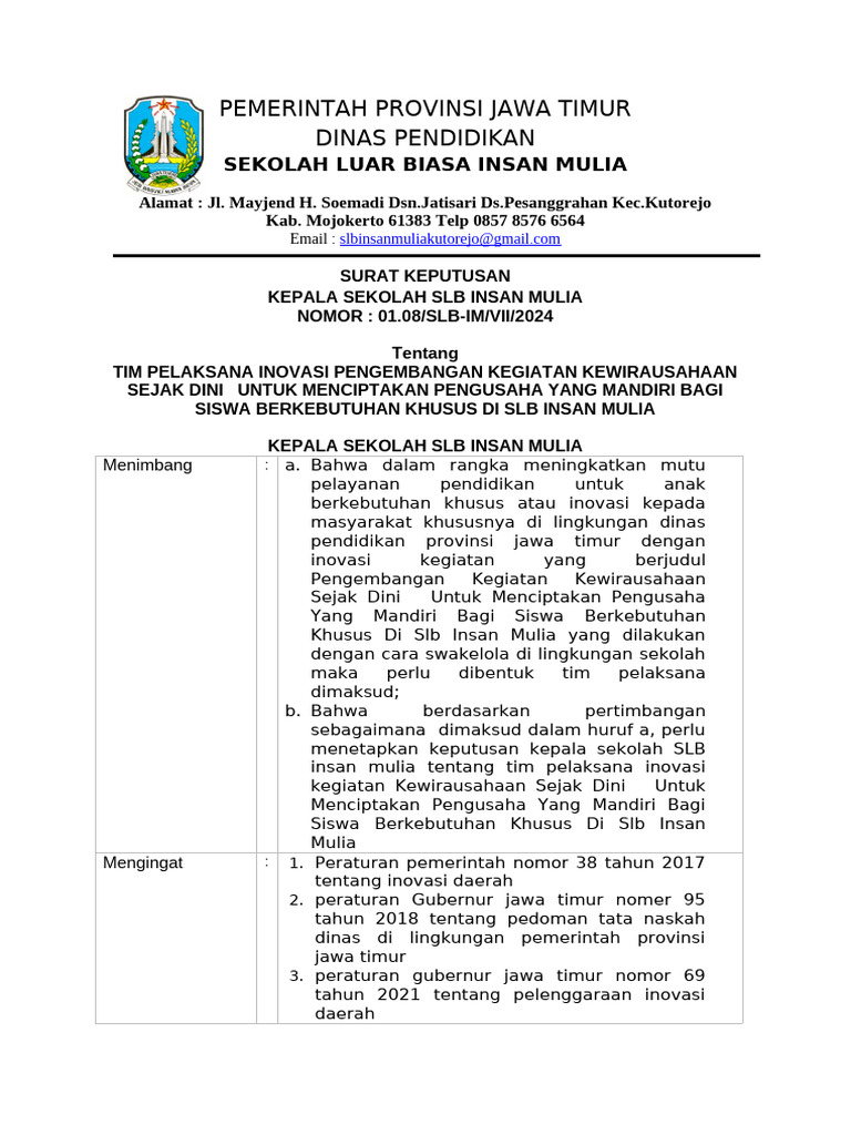 SK Tim Inovasi SLB Insan Mulia (1) - 1 | PDF