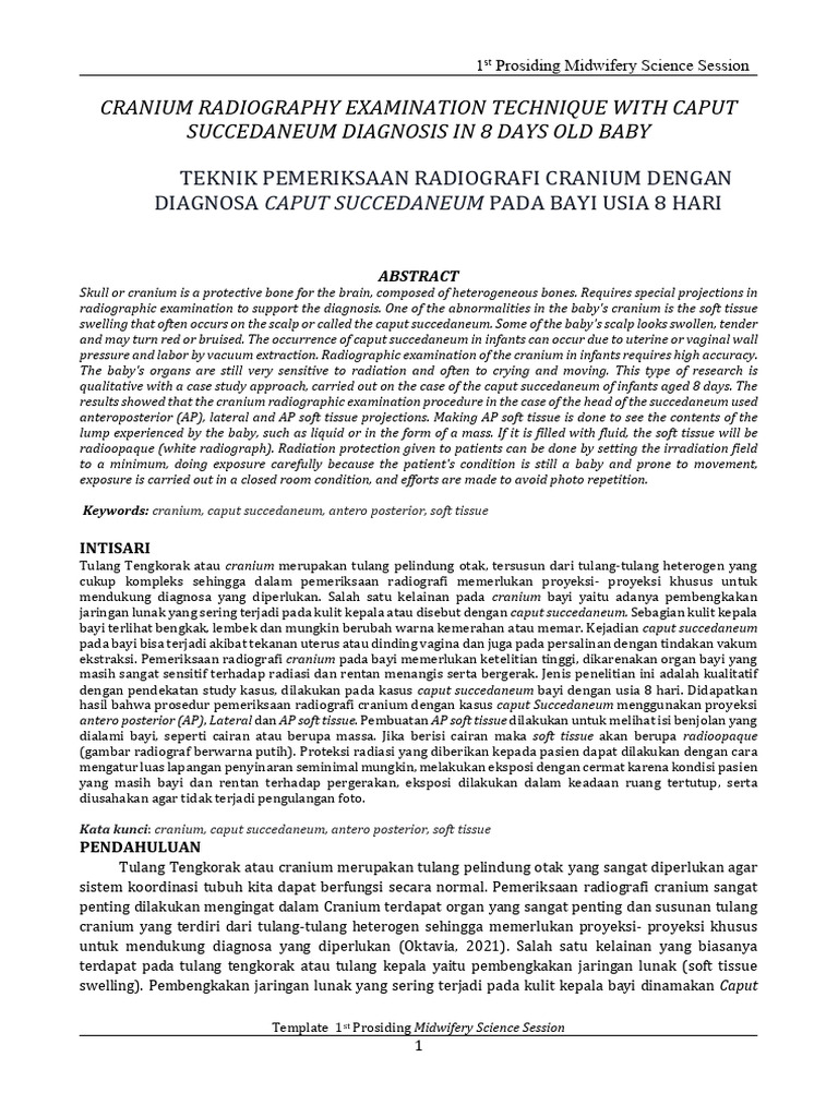 Teknik Pemeriksaan Radiografi Cranium Dengan Diagnosa Caput Succedaneum ...