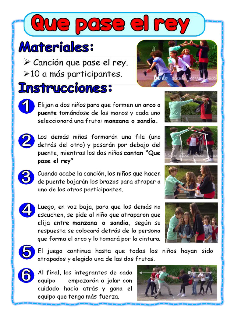 Ficha Leemos Un Juego Tradicional Que Pase El Rey Maestra Janet | PDF
