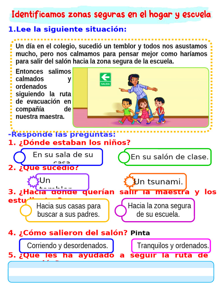Ficha Las Zonas Seguras en El Hogar y en El Colegio Maestra Janet | PDF