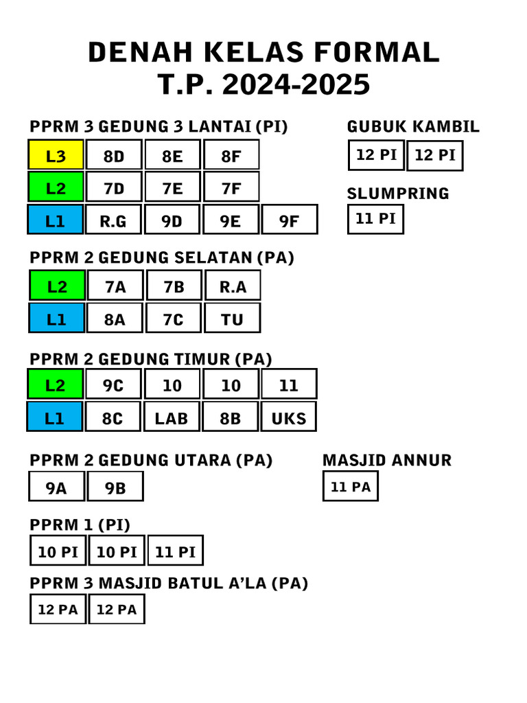 Denah Kelas Kbm 2024-2025 | PDF
