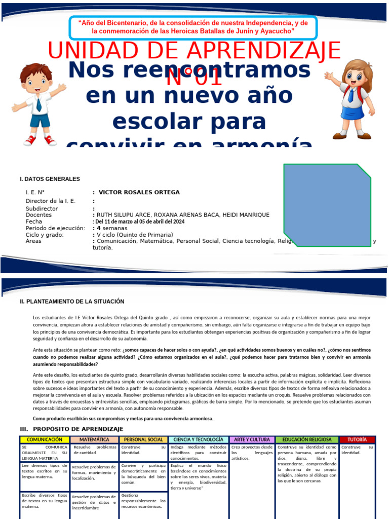 UNIDAD DE APRENDIZAJE #1 5to | PDF | Números | Aprendizaje