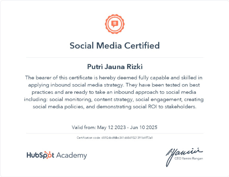 Social Media Certificate | PDF