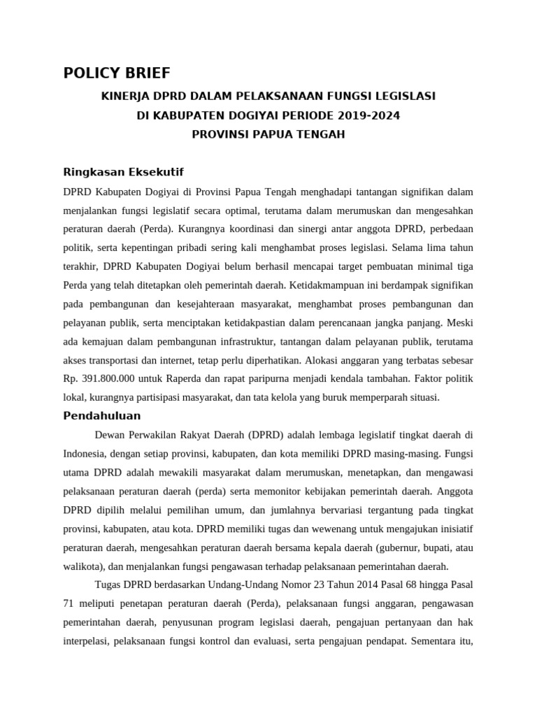 Policy Brief | PDF | Justice | Finance & Money Management