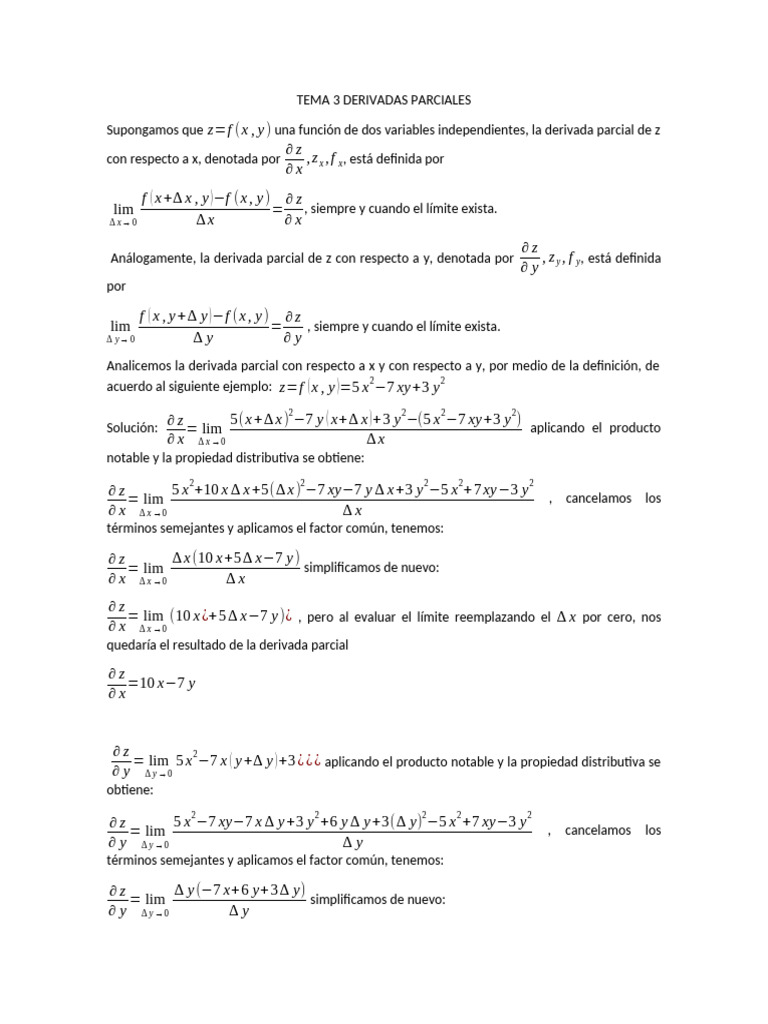 Tema 3 Derivadas Parciales | PDF | Derivado | Curva