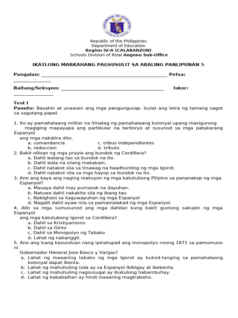 Ap5 PT Tos Key Q3 | PDF