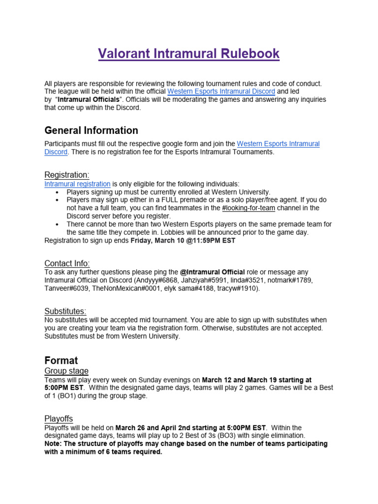 Valorant Intramural Rulebook1 | PDF