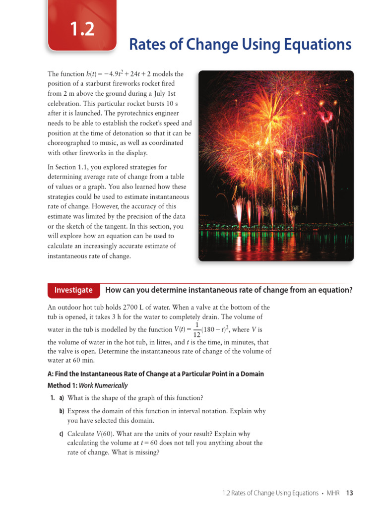 1 2 Rates of Change Using Equations | PDF