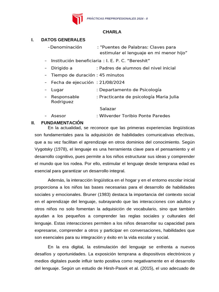 Charla de Padres - 1 - Estrátegias para Estimular El Lenguaje de Mi ...