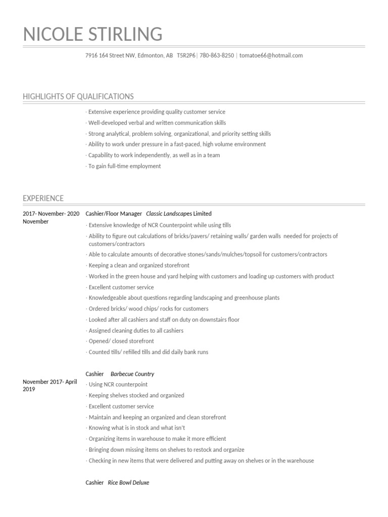 Nicole Resume 2020 | PDF