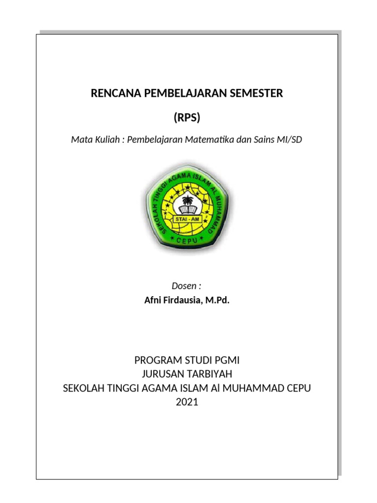 RPS Pembelajaran MTK Sains | PDF