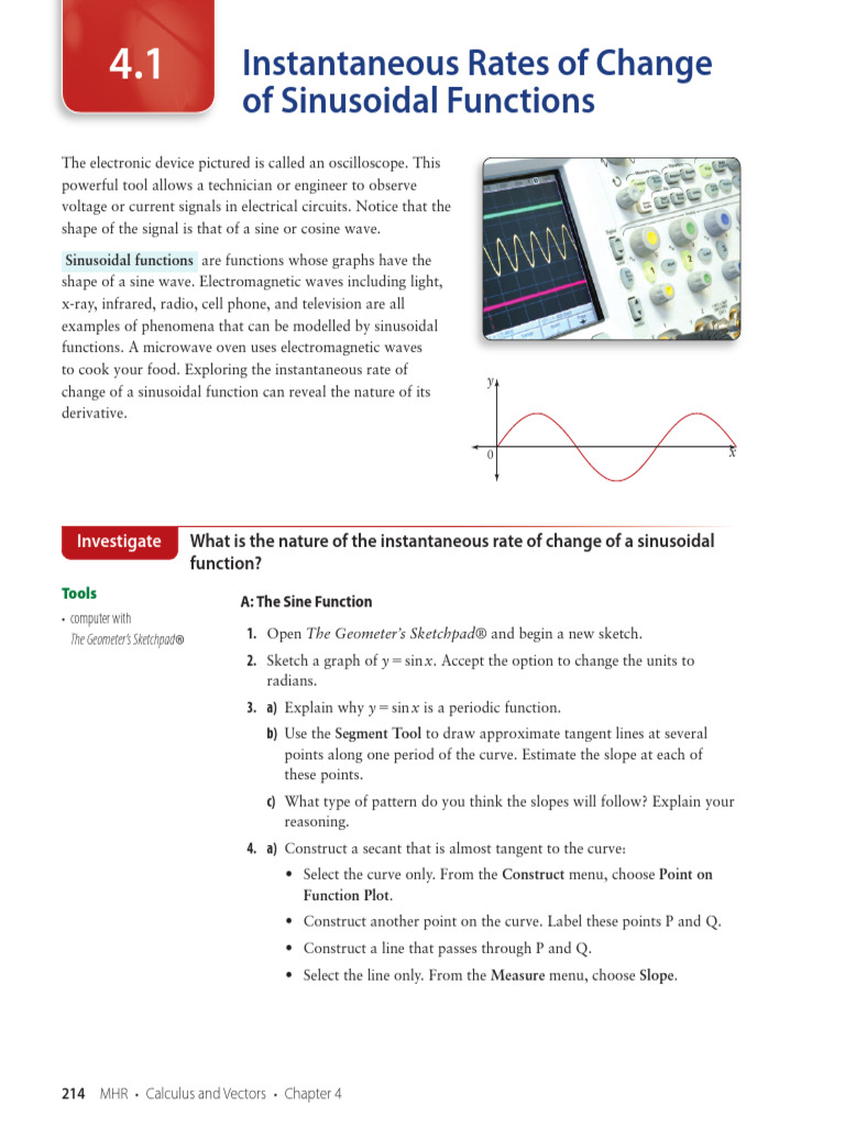 4 1 Instantaneous Rates of Change of Sinusoidal Functions | PDF