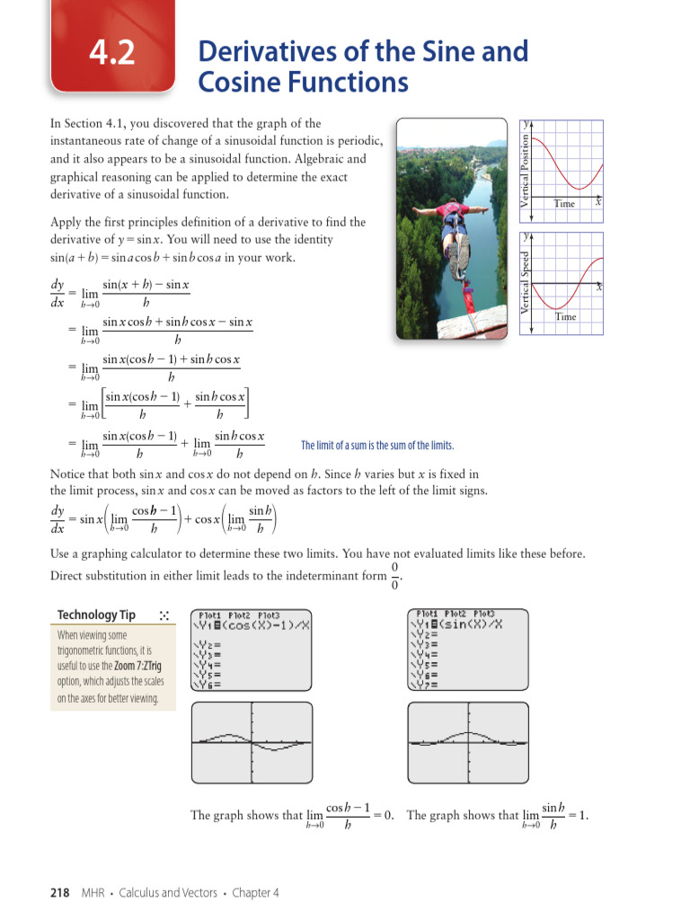 4 2 Derivatives of The Sine and Cosine Functions | PDF