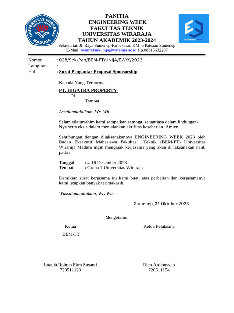 Surat Pengantar Proposal CV DAN PT | PDF