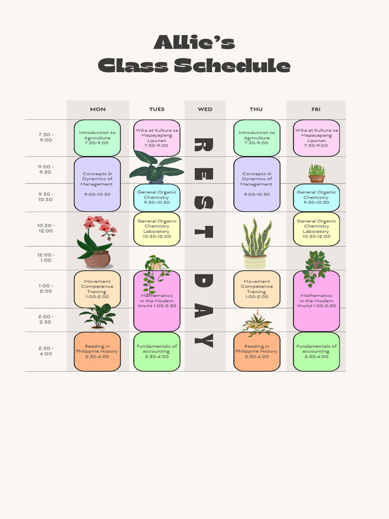 Beige Modern Student Weekly Schedule Phone Wallpaper | PDF