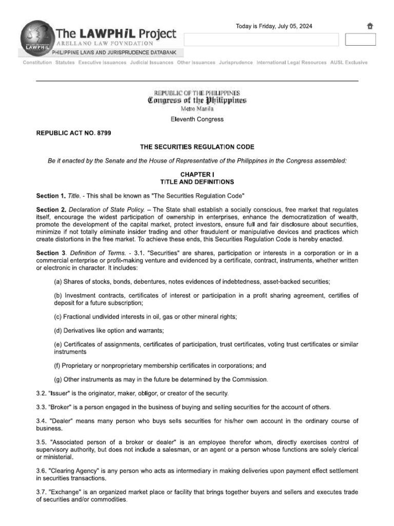 Securities Regulation Code | PDF